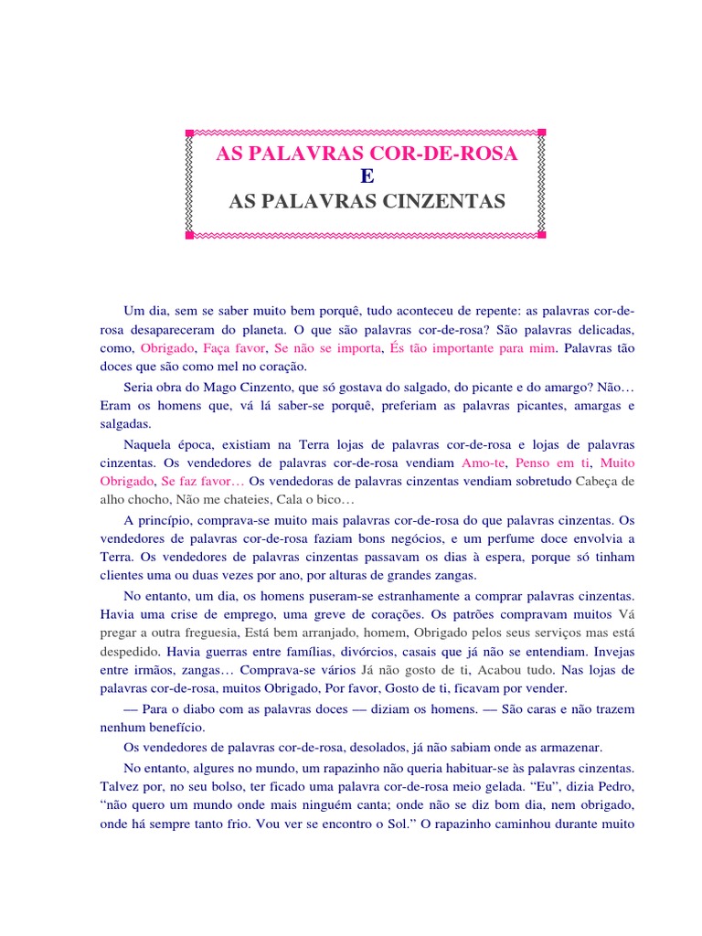 As Palavras Cor-De-rosa e As Palavras Cinzentas | PDF | Sol | Terra