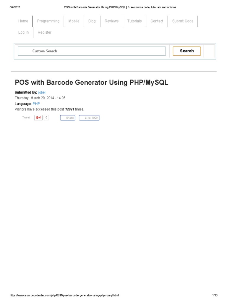 POS With Barcode Generator Using PHP - MySQL - Free Source Code ... POS With Barcode Generator Using PHP - MySQL - Free Source Code ...