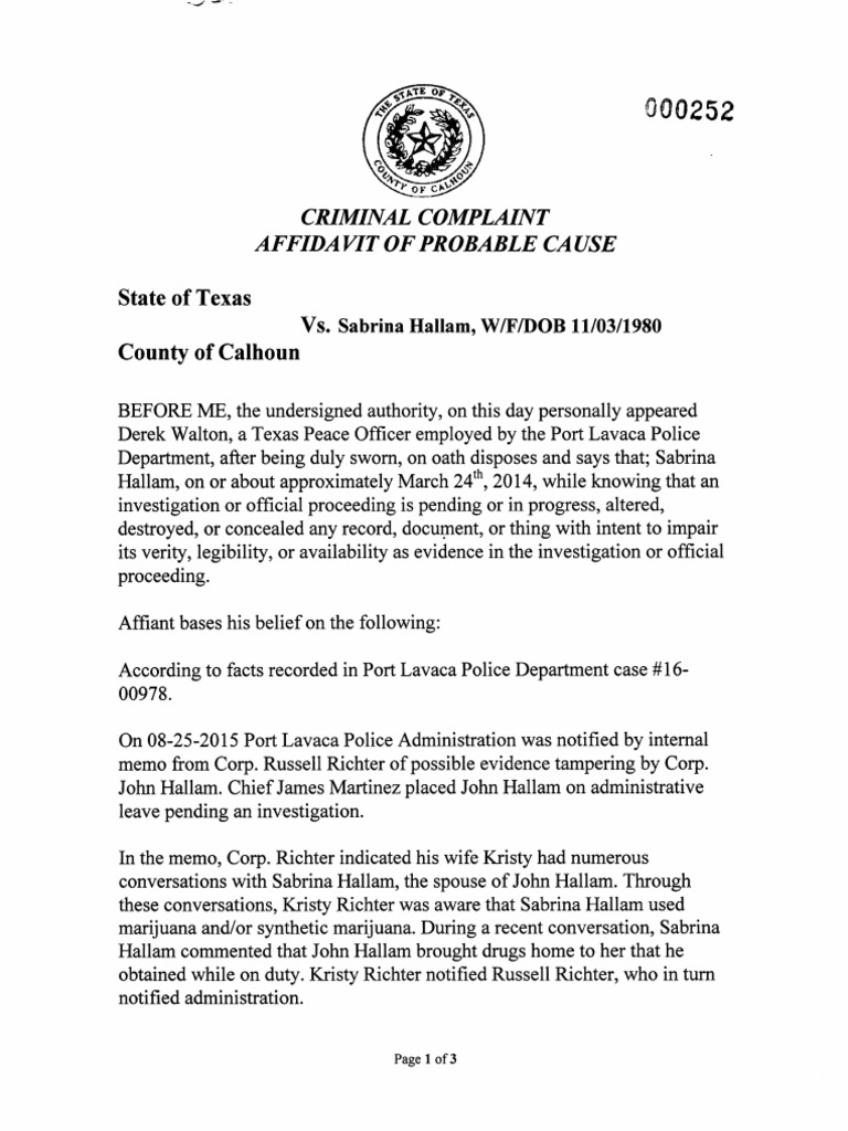 Hallam Probable Cause Statement | PDF