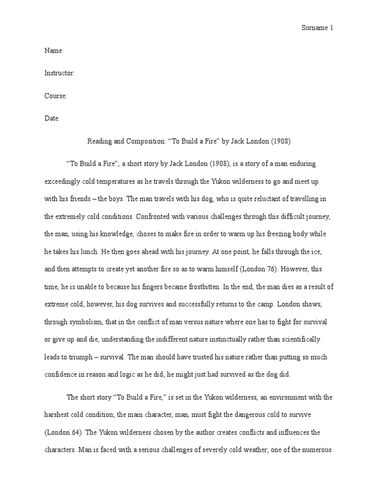 To Build A Fire | PDF | Human | Cognition