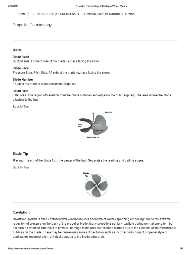 Propeller Terminology - Michigan Wheel Marine | PDF | Propeller | Thrust
