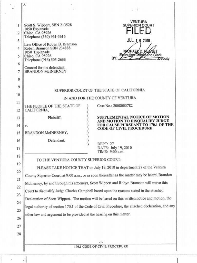 Defense Motion For Judge's Disqualification | PDF | Continuance ...