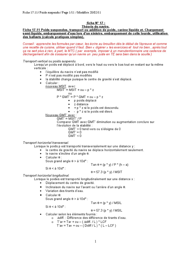 Fiche Transport Addition de Poids Exercice | PDF | Mécanique ...