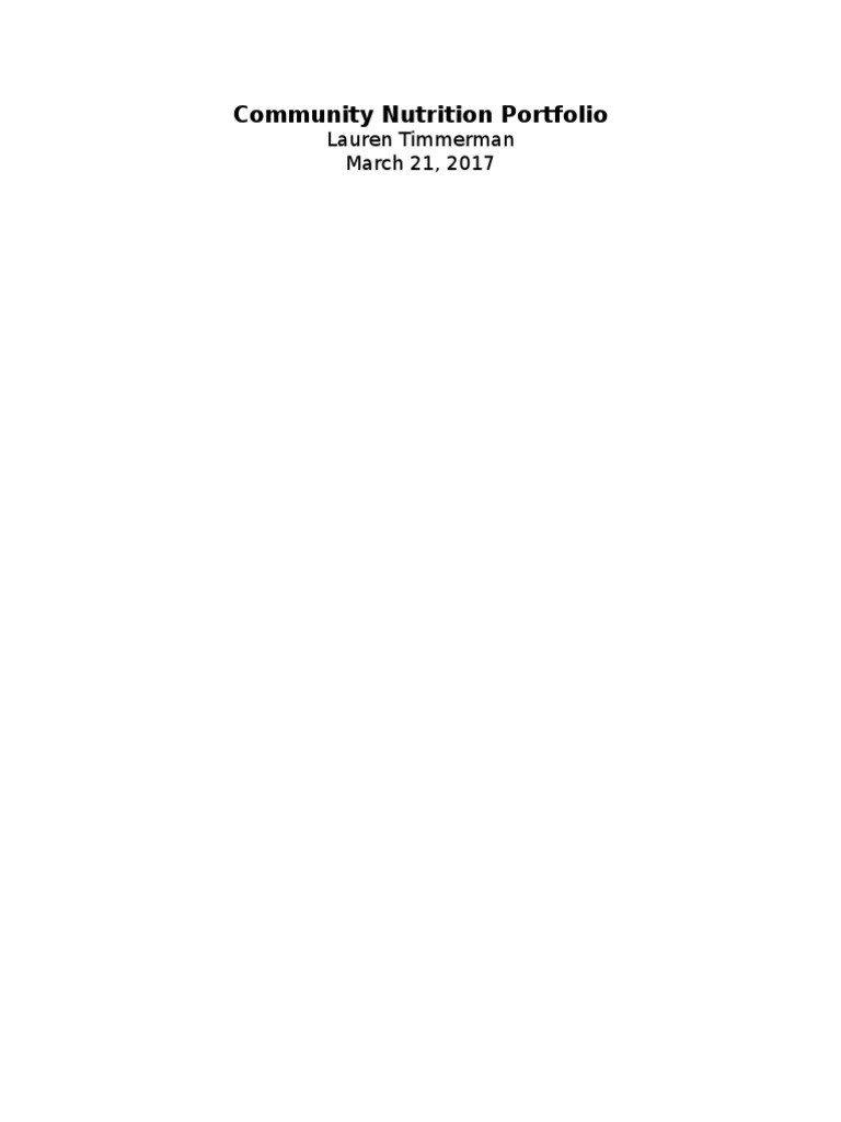 Community Nutrition Portfolio | PDF | Dietitian | Evidence Based Medicine