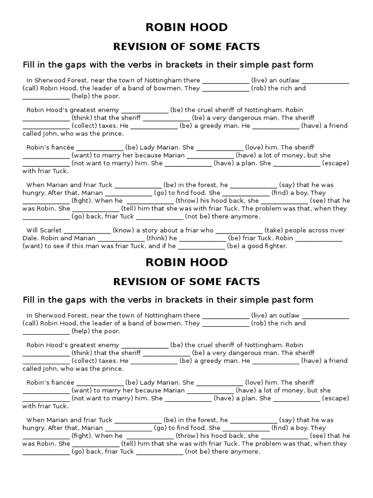 Actividades Robin Hood | PDF | Robin Hood | English Traditions