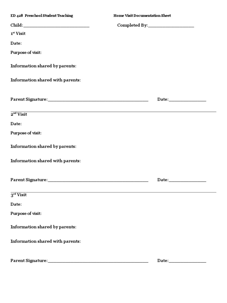 Home Visit Documentation Form | PDF