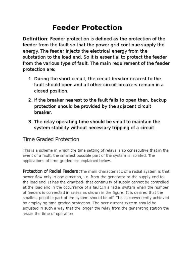 Feeder Protection: Definition: Feeder Protection Is Defined As The ...