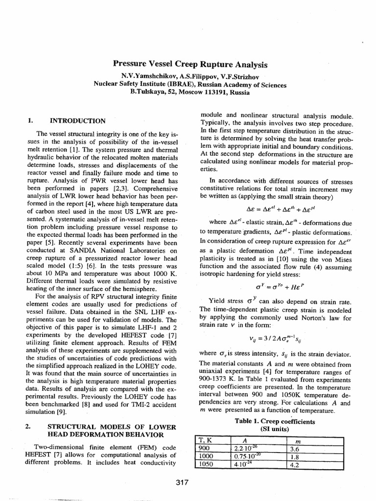 Pressure Vessel Creep Analysis: Rupture | PDF | Deformation ...