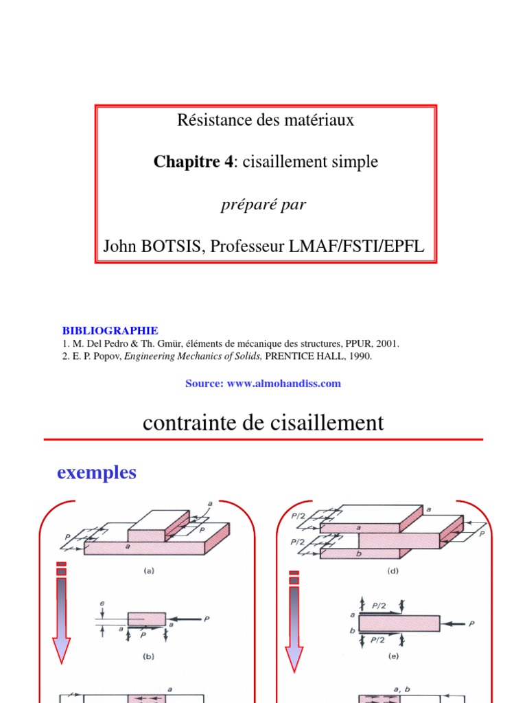 04 Cisaillement Simple PDF | PDF | Contrainte de cisaillement | Génie du bâtiment