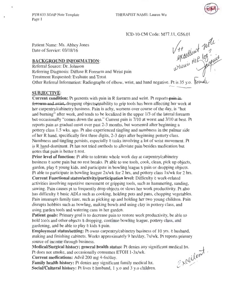 soap note | Anatomical Terms Of Motion | Carpal Tunnel Syndrome