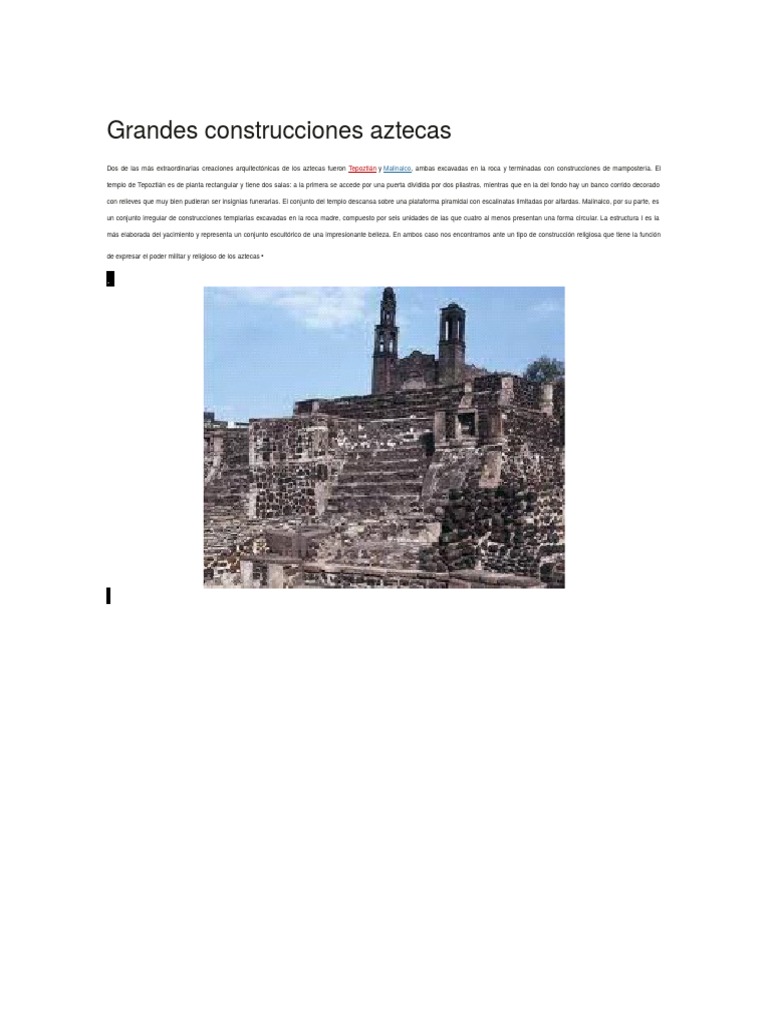 Principales construcciones aztecas | PDF | Civilización maya | azteca