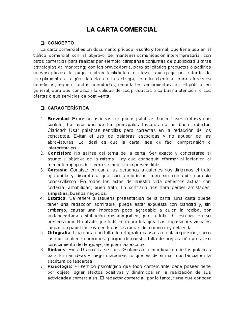 La Carta Comercial: Guía Esencial | PDF | Puntuación | Conocimiento