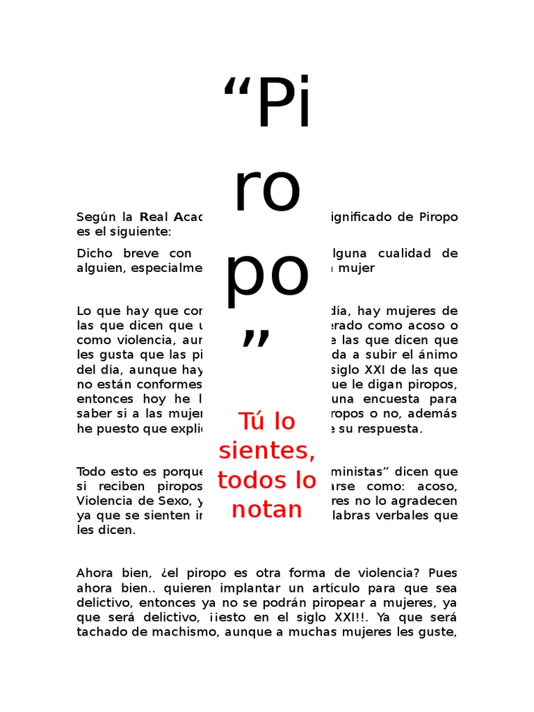 Según La Real Academia Española El Significado de Piropo Es El Siguiente