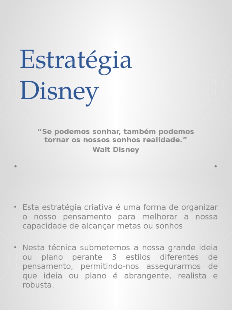 Estratégia Disney | PDF | Pensamento | Walt Disney