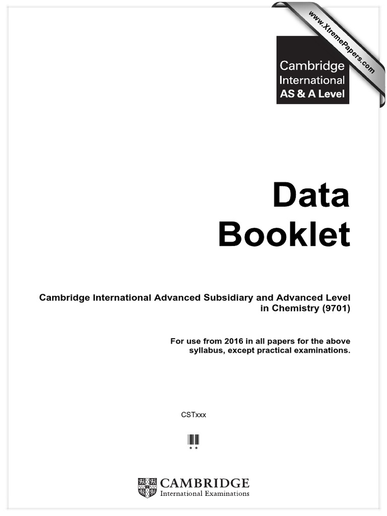 9701 Chemistry Data Booklet 2016 | Download Free PDF | Alkene | Amine