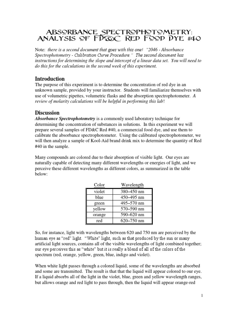 2046 - Absorbance Spectrophotometry | PDF | Spectrophotometry | Absorbance