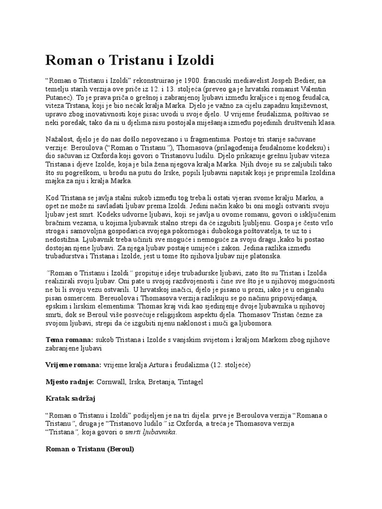 Roman o Tristanu I Izoldi | PDF