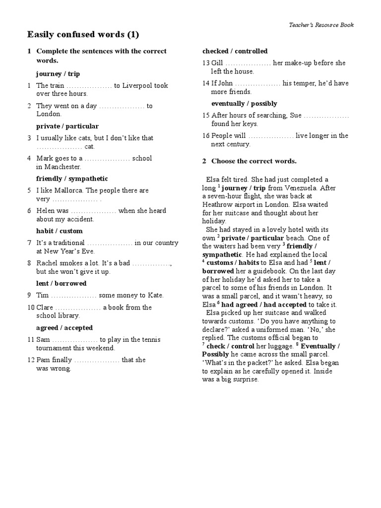 Easily Confused Words in English | PDF | Leisure