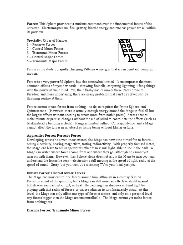 Forces Sphere For Mage The Ascension | PDF | Force | Mechanics