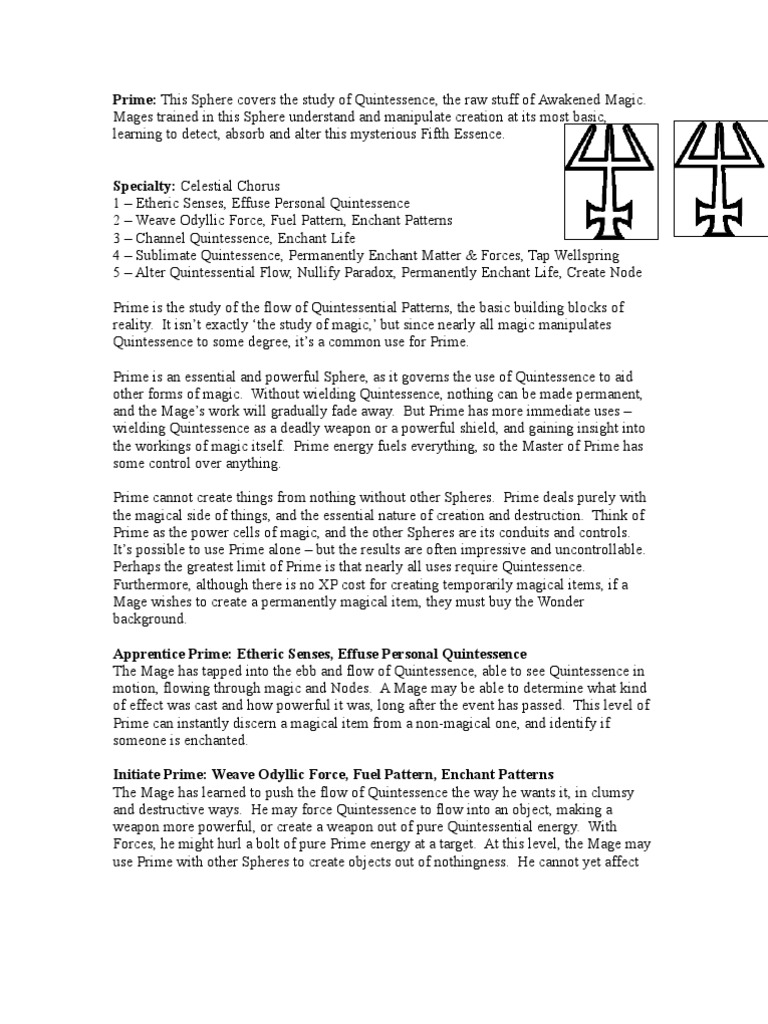 Prime Sphere For Mage The Ascension | PDF | Magician (Fantasy) | Nature