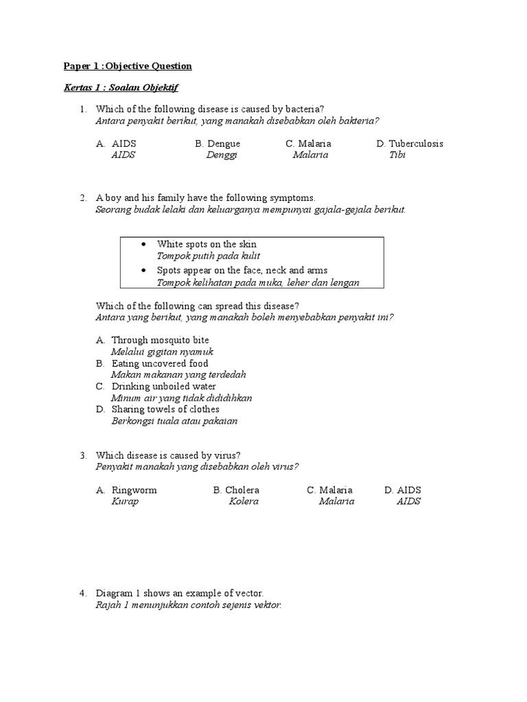 Kertas 1: Soalan Objektif: Paper 1:objective Question | PDF