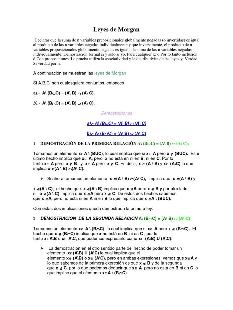 Leyes de Morgan | PDF | Proposición | Lógica