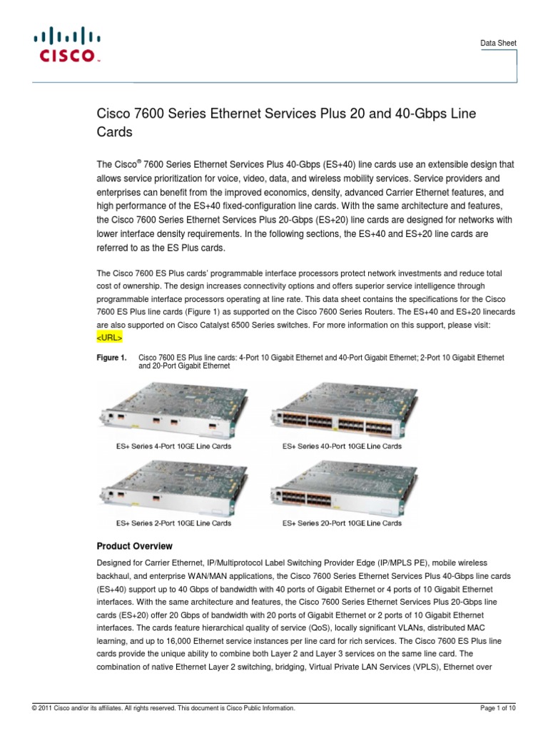 Cisco 7600 Series Ethernet Services Plus 20 and 40-Gbps Line Cards Data ...