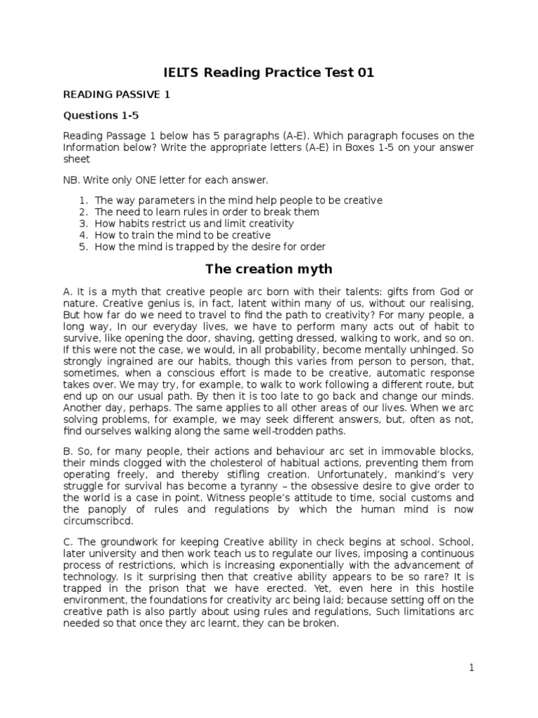 IELTS Reading Practice Test 01 | Voicemail | Creativity