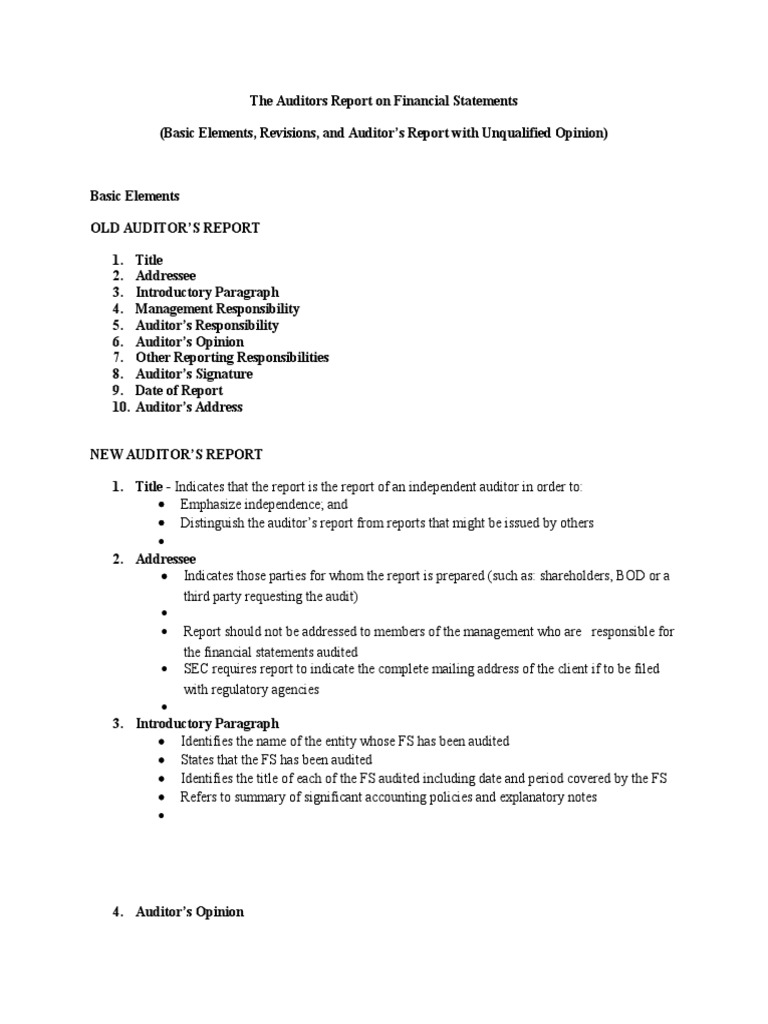 A Comprehensive Guide to the Auditor's Report: Elements, Revisions ...