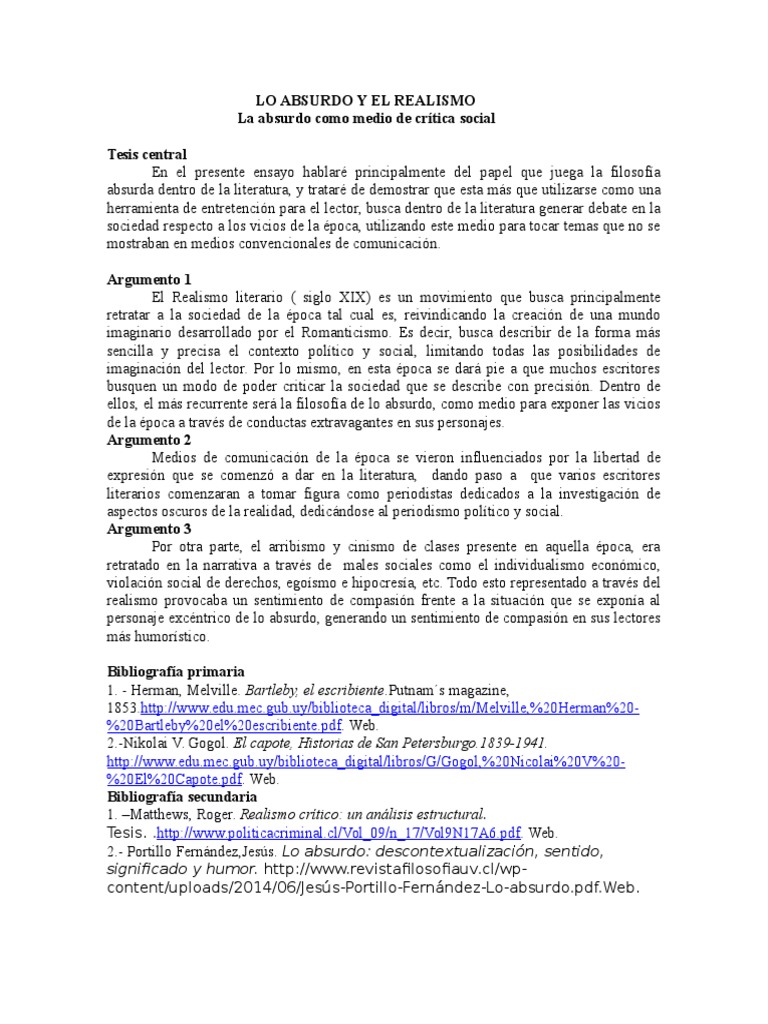 Filosofía Absurda en la Literatura | PDF | Realismo literario | Humor