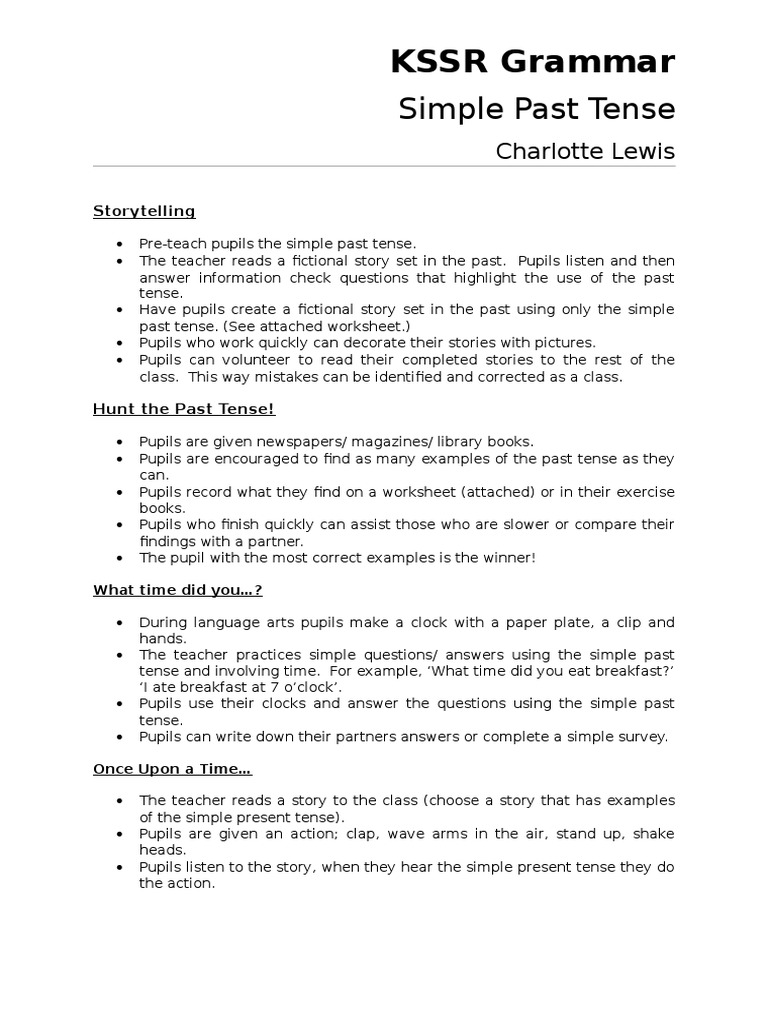Simple Past Tense Activities | PDF | Linguistic Morphology | Grammar