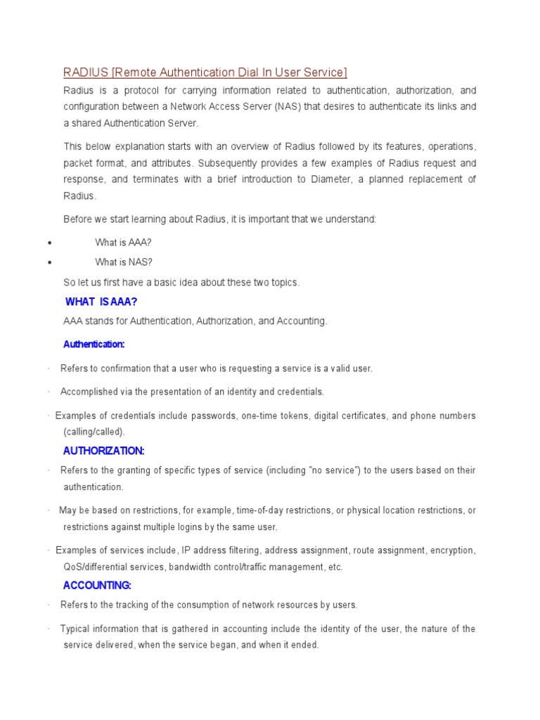 RADIUS (Remote Authentication Dial in User Service) : What Is Aaa ...