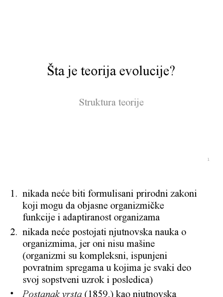 Šta Je Teorija Evolucije, Struktura Teorije | PDF