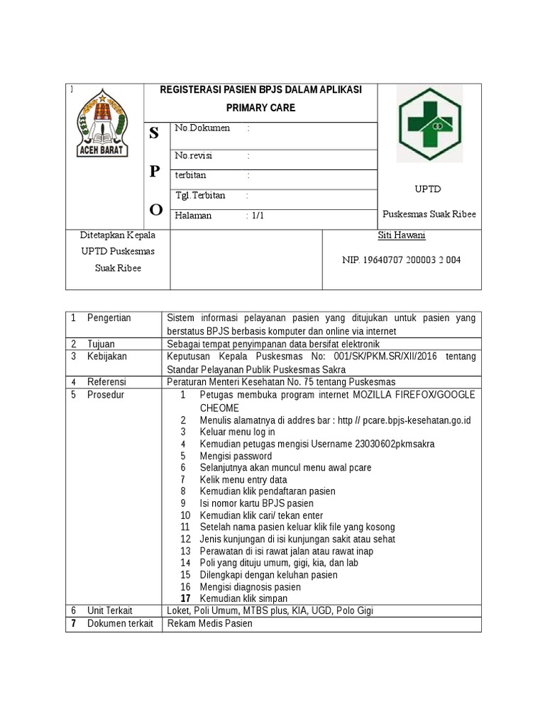 Sop Primary Care | PDF