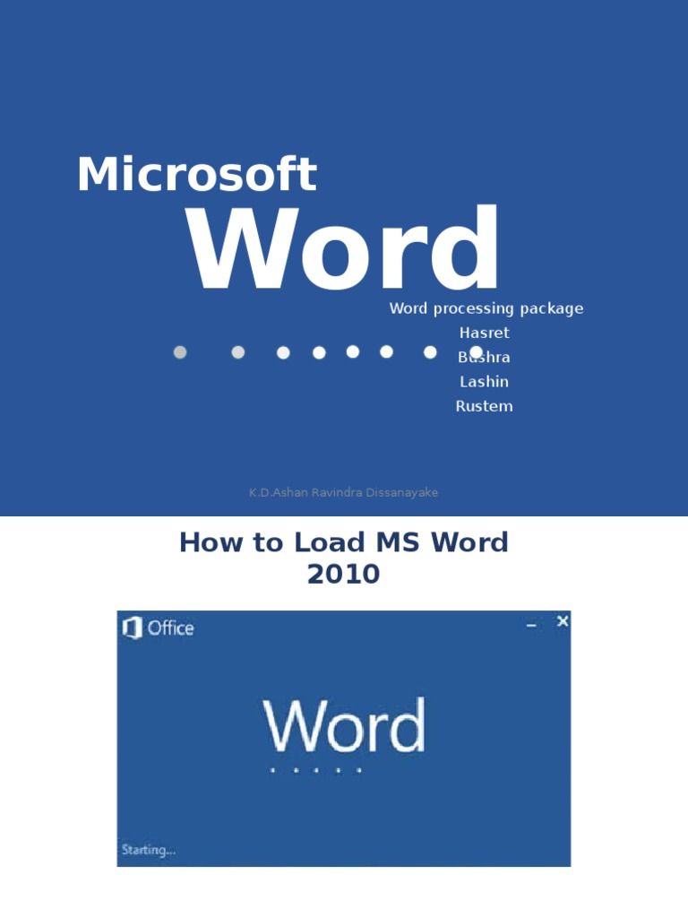 Microsoft: Word Processing Package Hasret Bushra Lashin Rustem | PDF ...