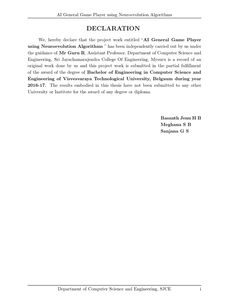 AI General Game Player Using Neuroevolution Algorithms | PDF ...