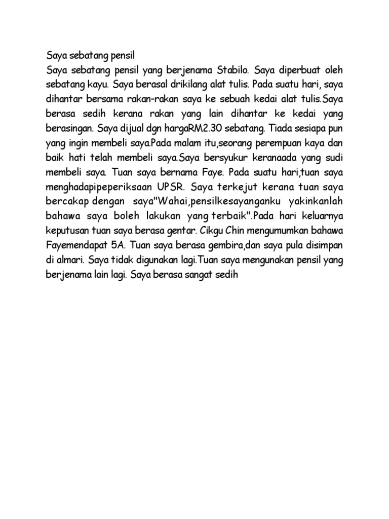 Saya Sebatang Pensil | PDF