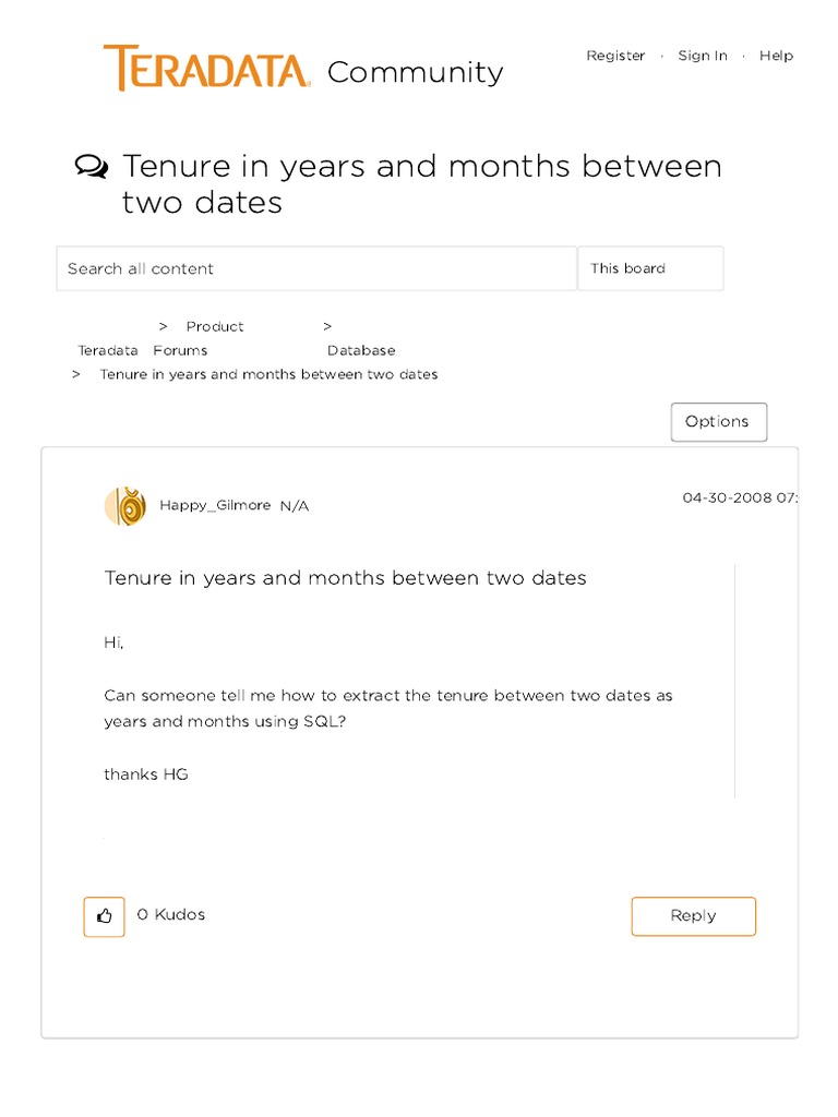 Tenure In Years And Months Between Two Dates Teradata Community PDF