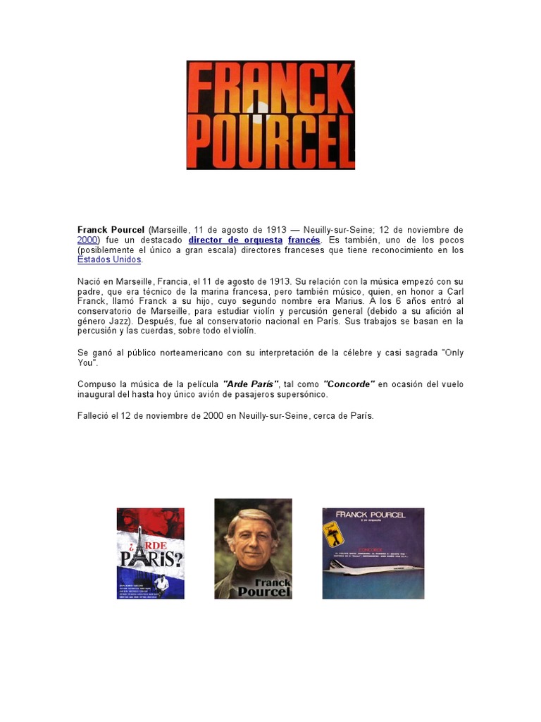 Franck Pourcel: Vida y Legado Musical | PDF