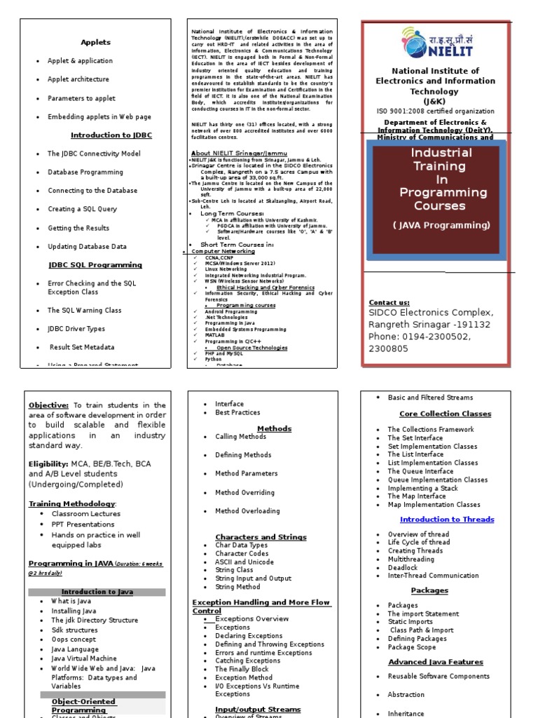 Brochure Training Java Programming 1 Java Programming Language Class Computer Programming 4664