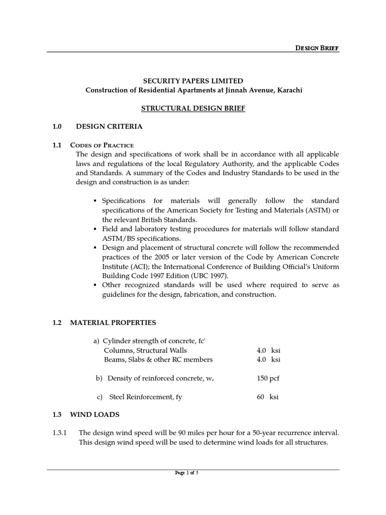 Structural Design Brief | PDF | Beam (Structure) | Column
