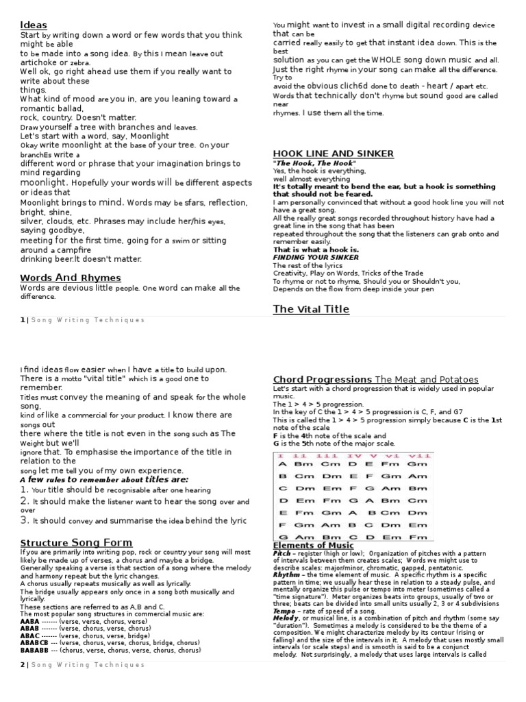 Songwriting Techniques | PDF | Song Structure | Rhythm