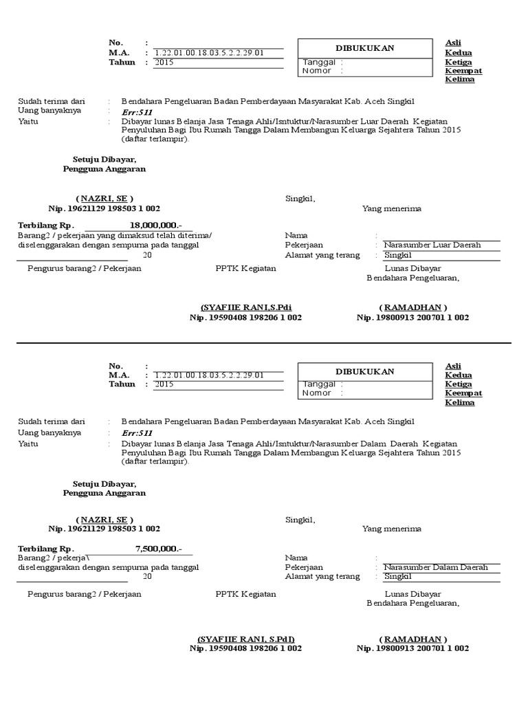 Kwitansi Dinas | PDF