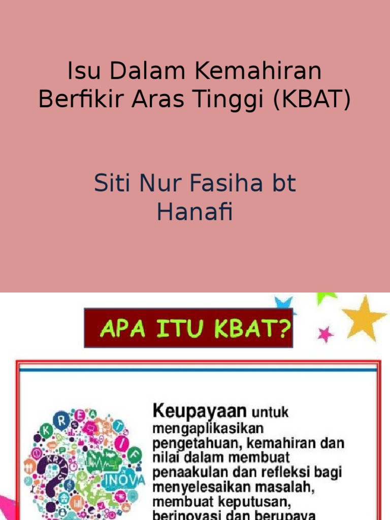 Isu Dalam Kemahiran Berfikir Aras Tinggi (KBAT | PDF