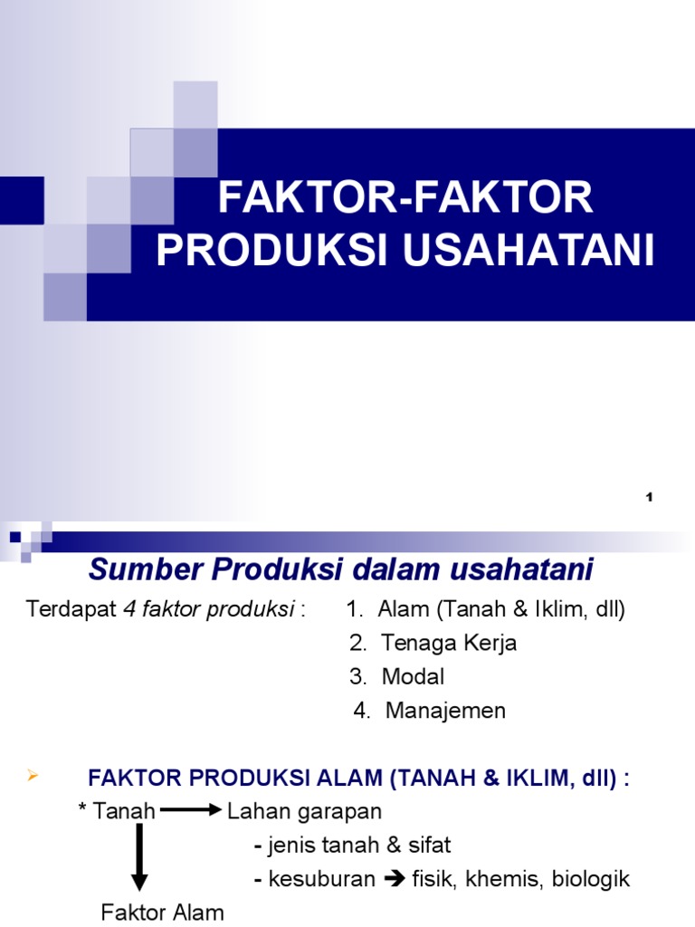 Faktor-Faktor Produksi Usahatani | PDF