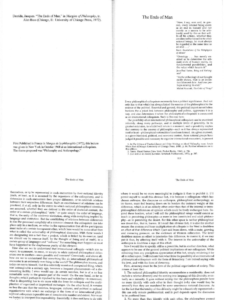 Derrida - The Ends of Man PDF | PDF