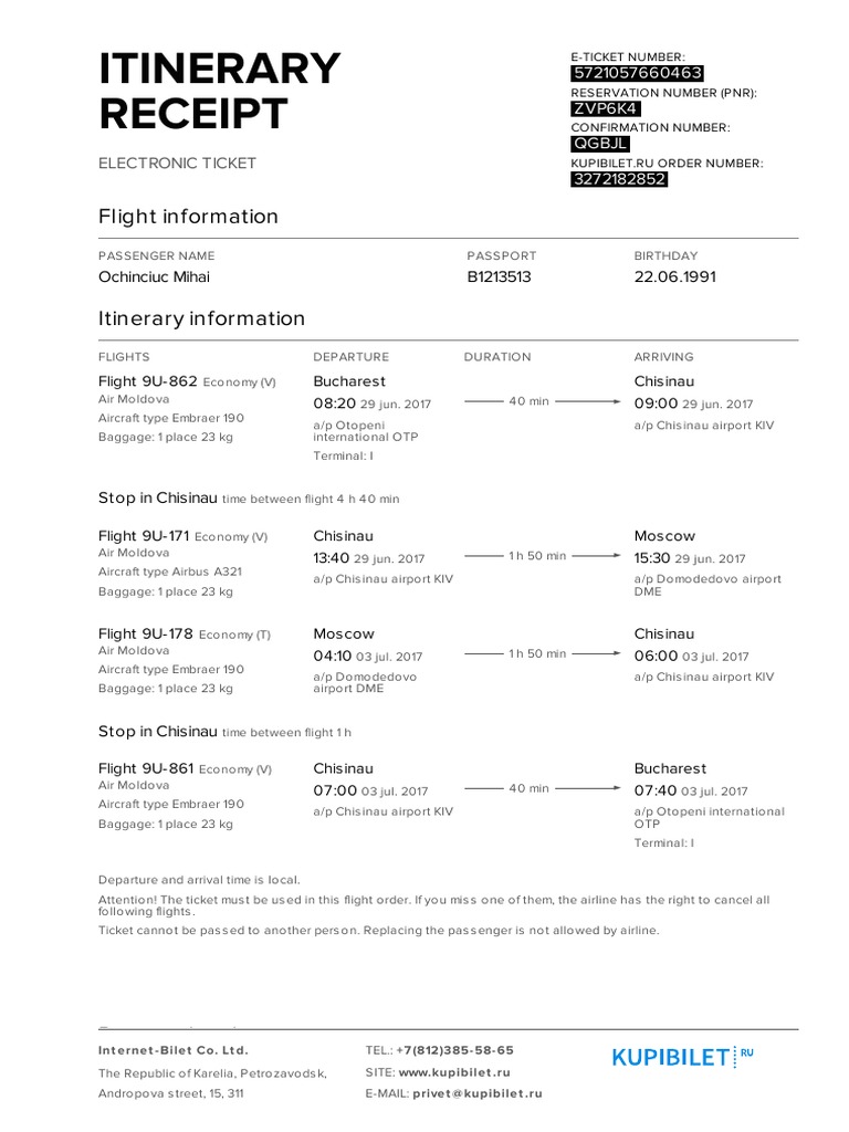 Itinerary Receipt: Flight Information | PDF | Airport | Transport Companies