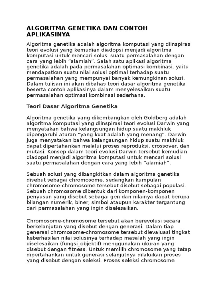 Algoritma Genetika Dan Contoh Aplikasinya | PDF | Komputer