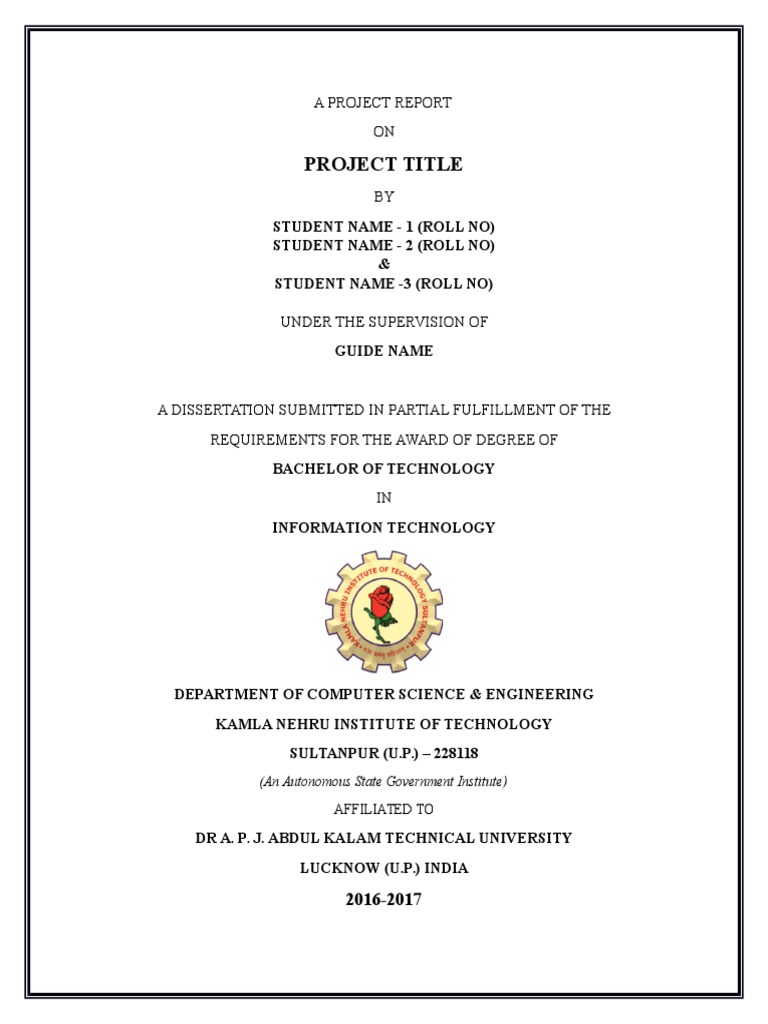 Project Title: A Project Report ON | PDF | Vocational Education | Academia