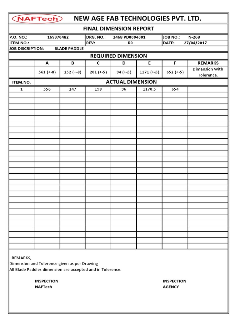 Hle - Sample - Dimension Report PDF | PDF